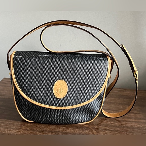 Mark Cross | Bags | Vintage Mark Cross Signature Black Grey Chevron ...